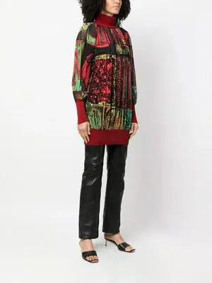 JEAN PAUL GAULTIER 2000s Graphic-print Roll-neck Blouse
