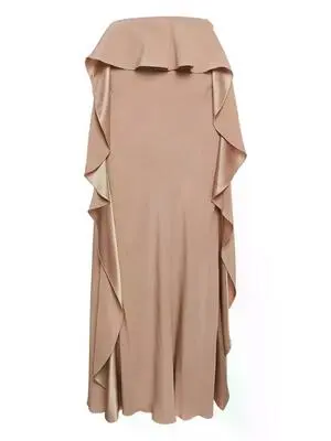 Alberta Ferretti Silk Maxi Skirt With Ruffle Detail