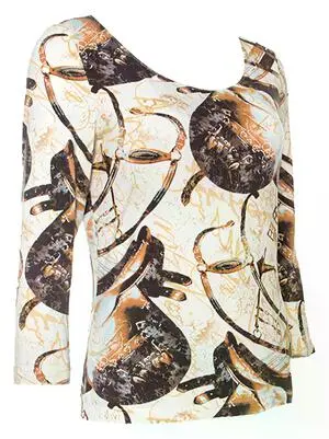 Escada Abstract-pattern Three-quarter Sleeve Blouse