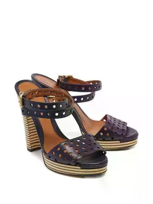 Fendi 130mm Patent-leather Platform Sandals - Blue
