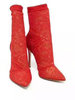 GIANVITO ROSSI 110mm Lace-embellished Ankle Boots