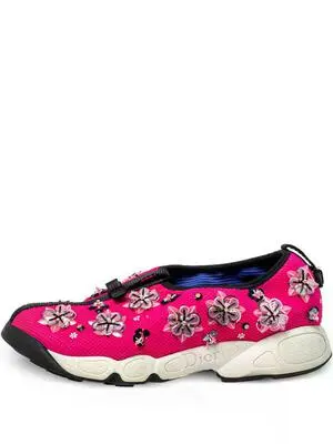 Dior Floral-embroidered Slip-on Sneakers - Pink
