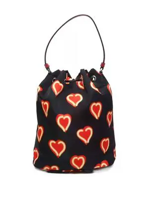 Prada Valentine Heart Duet Shoulder Bag - Black