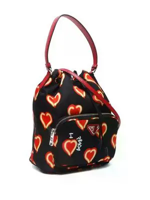Prada Valentine Heart Duet Shoulder Bag - Black