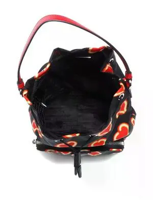 Prada Valentine Heart Duet Shoulder Bag - Black