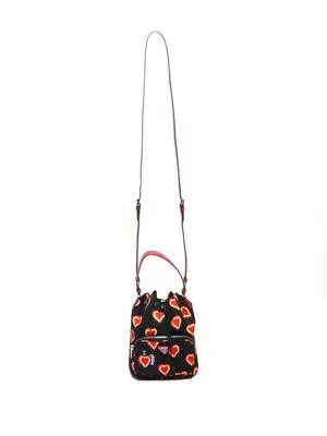 Prada Valentine Heart Duet Shoulder Bag - Black