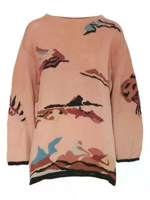 KRIZIA Patterned Intarsia Knit Sweater