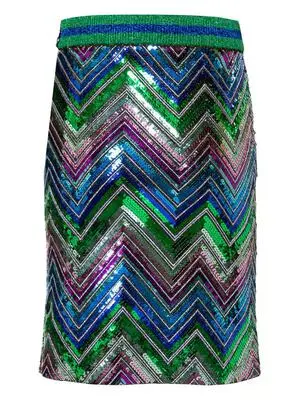 Gucci Chevron-pattern Sequinned Midi Skirt