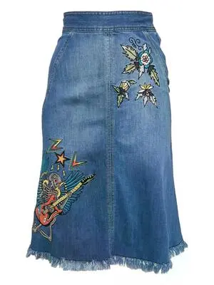 Zadig&Voltaire Embroidered Denim Skirt - Blue