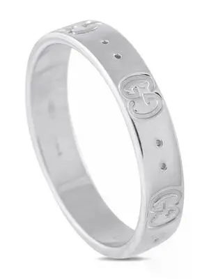 Gucci 18k White Gold Icon Band Ring - Silver