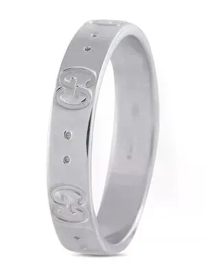 Gucci 18k White Gold Icon Band Ring - Silver