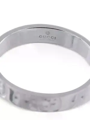 Gucci 18k White Gold Icon Band Ring - Silver