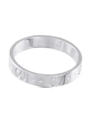 Gucci 18k White Gold Icon Band Ring - Silver