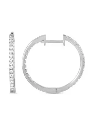 LB EXCLUSIVE 14k White Gold Diamond Hoop Earrings - Silver