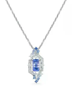 LB EXCLUSIVE Platinum Diamond And Tanzanite Pendant Necklace - Silver