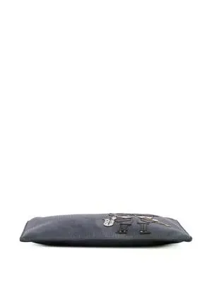 Dolce & Gabbana Leather Dg Family Patch Zip Pouch Clutch Bag