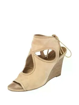 AQUAZZURA 90mm Cut-out Wedge Sandals - Neutrals