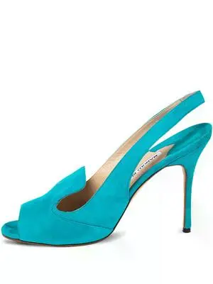 Manolo Blahnik 100mm Slingback Peep-toe Sandals