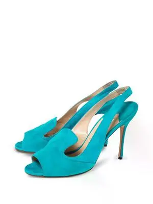 Manolo Blahnik 100mm Slingback Peep-toe Sandals
