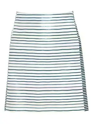 Tory Burch Leather Striped A-line Skirt - White