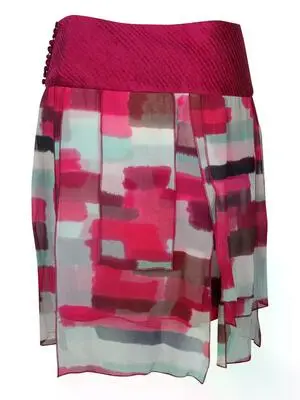 Diane Von Furstenberg Geometric-print Layered Mini Skirt - Pink