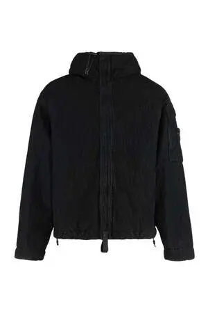 Stone Island Hooded Corduroy Jacket - Black