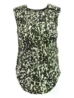 ISABEL MARANT VINTAGE Animal-print Pintucked Top - Black