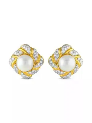 LB EXCLUSIVE 18k Yellow Diamond And Pearl Clip-on Earrings - Gold