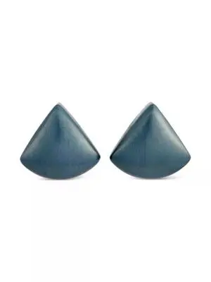 SWATCH 14k White Gold Triangle Stud Earrings - Blue