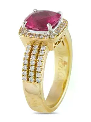 SIMON G 18k Yellow Diamond And Rubellite Ring