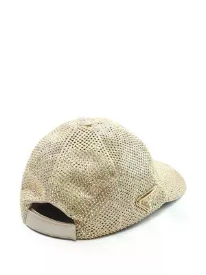 Prada 2020s Triangle Logo Rhinestone Cap