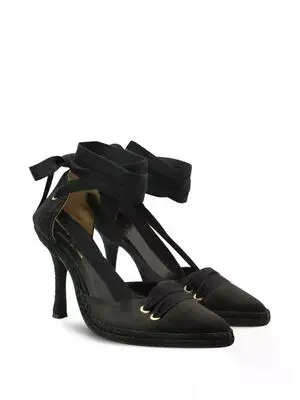 Manolo Blahnik Satin Tie Pumps
