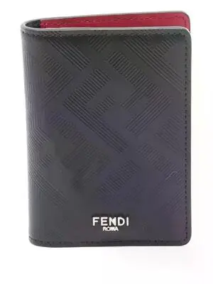 Fendi 2020s Shadow Embossed Leather Card Case - Black