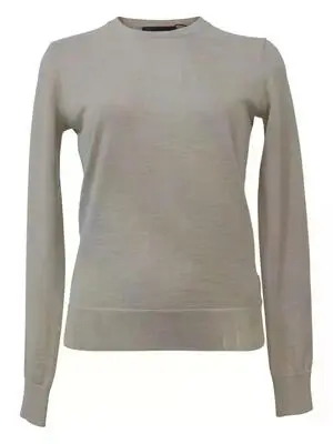 Theory Crew-neck Ribbed-trim Sweater - Neutrals