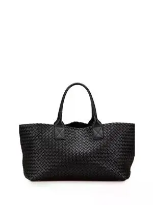 Bottega Veneta 2012-2025 Medium Intreccio Cabat Tote Bag - Black