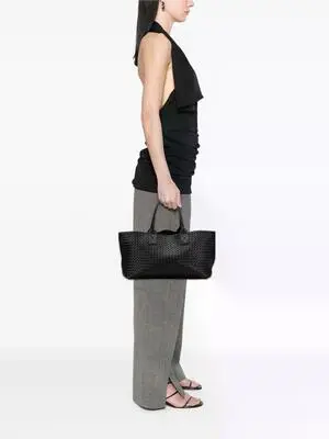 Bottega Veneta 2012-2025 Medium Intreccio Cabat Tote Bag - Black