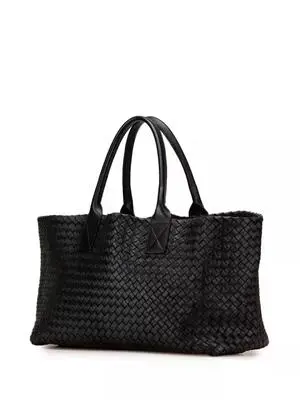 Bottega Veneta 2012-2025 Medium Intreccio Cabat Tote Bag - Black