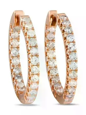 LB EXCLUSIVE 14k Rose Gold Diamond Hoop Earrings - Pink
