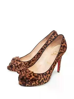 CHRISTIAN LOUBOUTIN 105mm Leopard-print Peep-toe Pumps