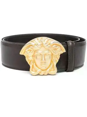 Versace 1990s Medusa Head Buckle Belt - Brown