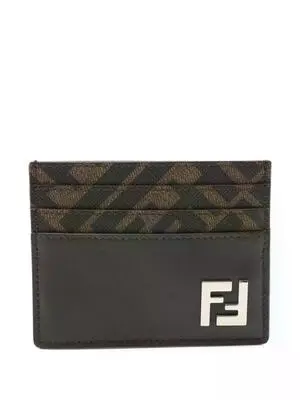 Fendi 2020s Ff Logo Leather Card Case - Brown
