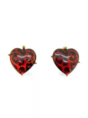 JENNIFER GIBSON JEWELLERY 1980s Ysl Heart Earrings - Gold