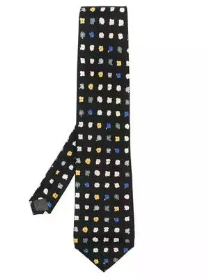 Versace 2000s Floral-print Silk Necktie - Black