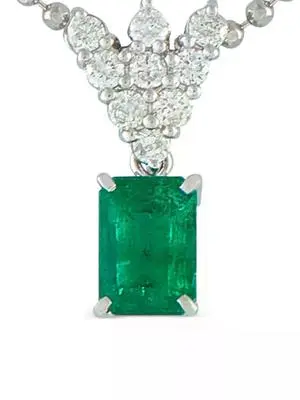LB EXCLUSIVE Platinum Emerald And Diamond Pendant Necklace
