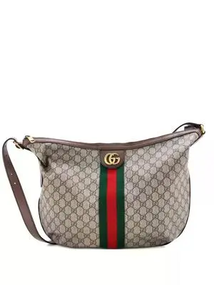 Gucci Ophidia Half Moon Gg Coated Canvas Large Hobo Bag - Neutrals