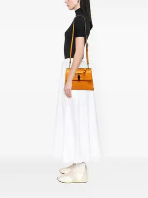 Gucci Small Leather Bamboo Daily Satchel - Orange