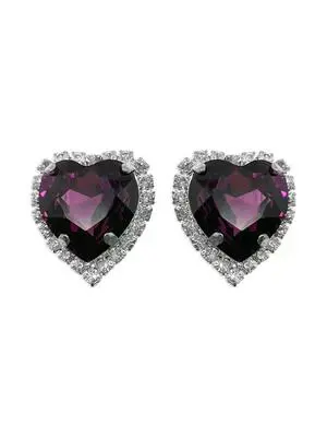 JENNIFER GIBSON JEWELLERY 1980s Amethyst Heart Clip-on Earrings - Silver