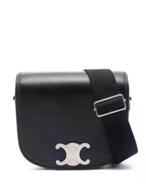 Celine Triomphe Leather Crossbody Bag - Black