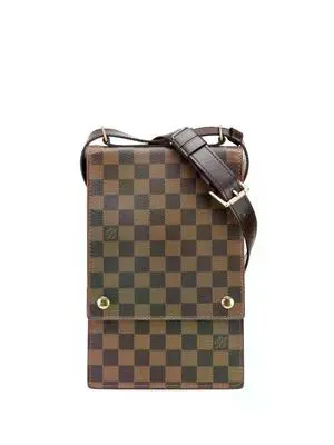 LOUIS VUITTON 2001 Damier Ebene Portobello Crossbody Bag - Brown