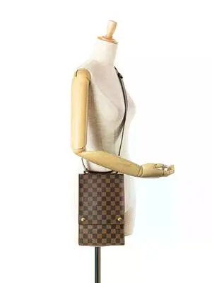 LOUIS VUITTON 2001 Damier Ebene Portobello Crossbody Bag - Brown